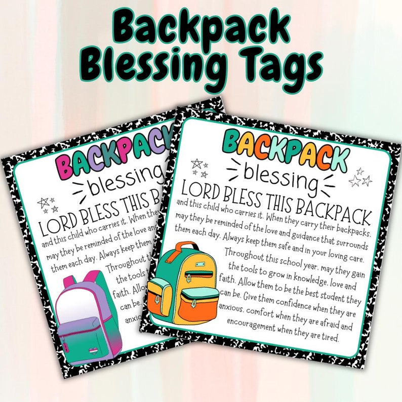 Backpack Blessing Kit, Back to School Blessing, Backpack Prayer, First ...