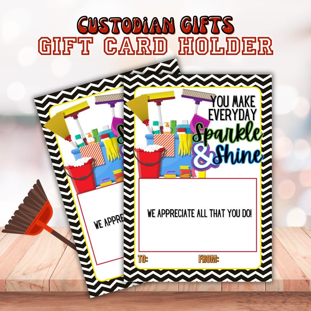 Janitor Appreciation/ Custodian Gift Card Holder/ Thank You Note/ Gift ...