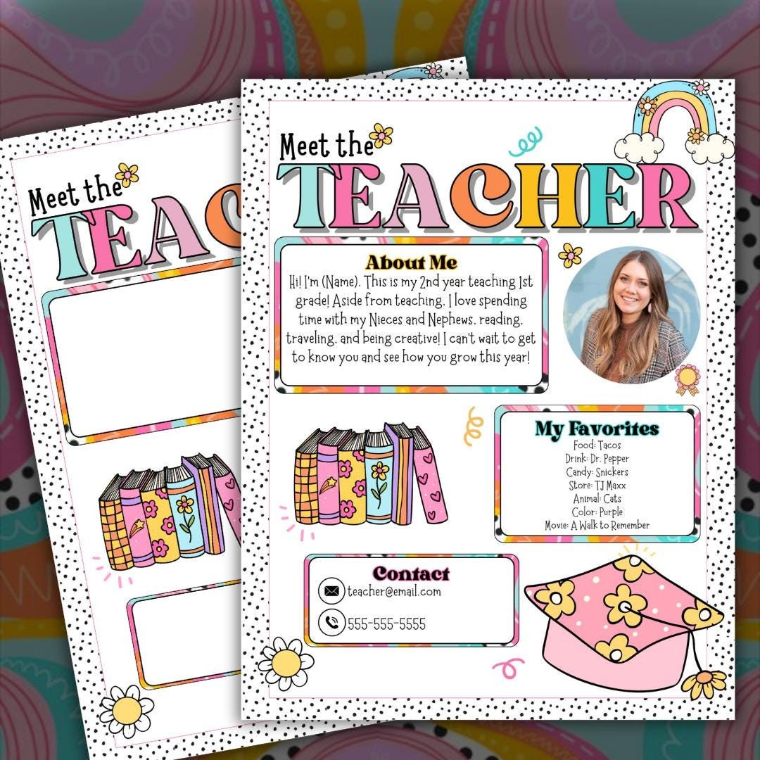 Meet the Teacher | Teacher Template | Flyer Funky Pastel Theme ...