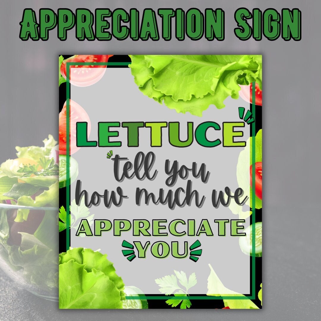 Salad Bar Appreciation, Teacher and Staff Appreciation Sign, INSTANT ...