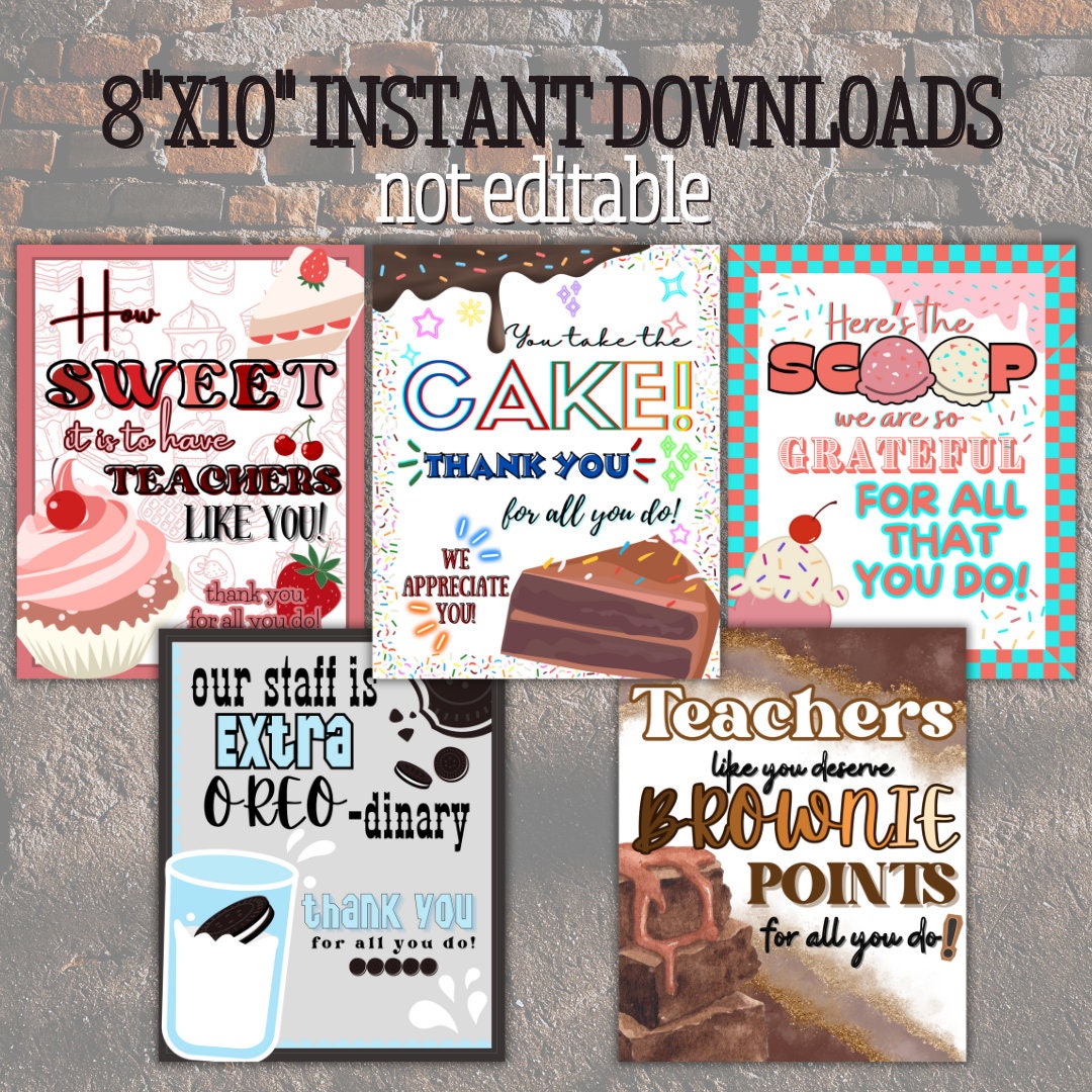 Appreciation Sign Printable Bundle for Staff Appreciation, Team ...