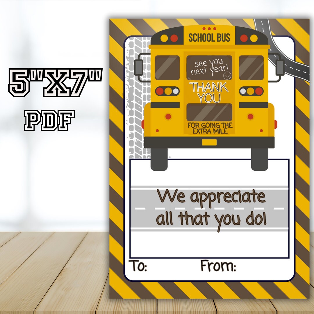 Bus Driver Appreciation/ Bus Driver Gift Card Holder/ Thank You Note ...