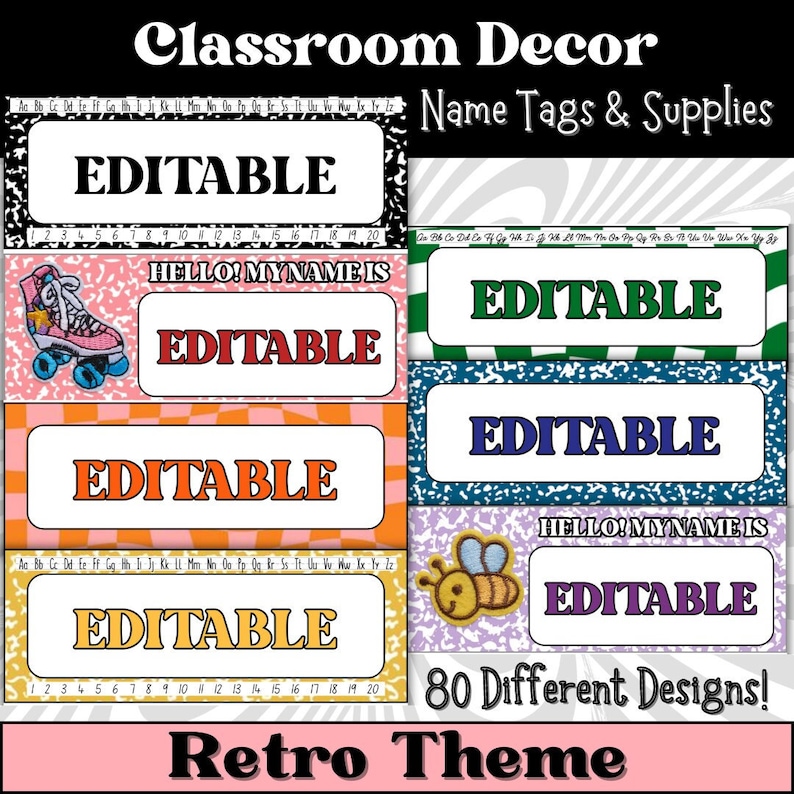 Student Desk Name Labels, Editable Classroom Printables, Student Name ...