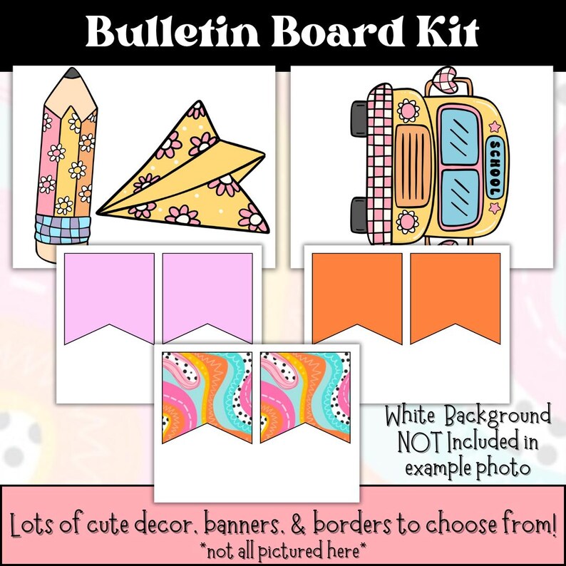Back to School Bulletin Board Kit | Funky Bright Pastel Theme ...