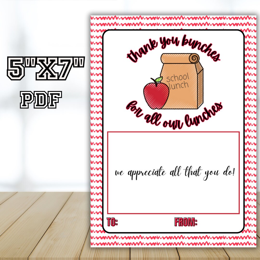 Lunch Lady Appreciation/ Cafeteria Staff Gift Card Holder/ Thank You ...