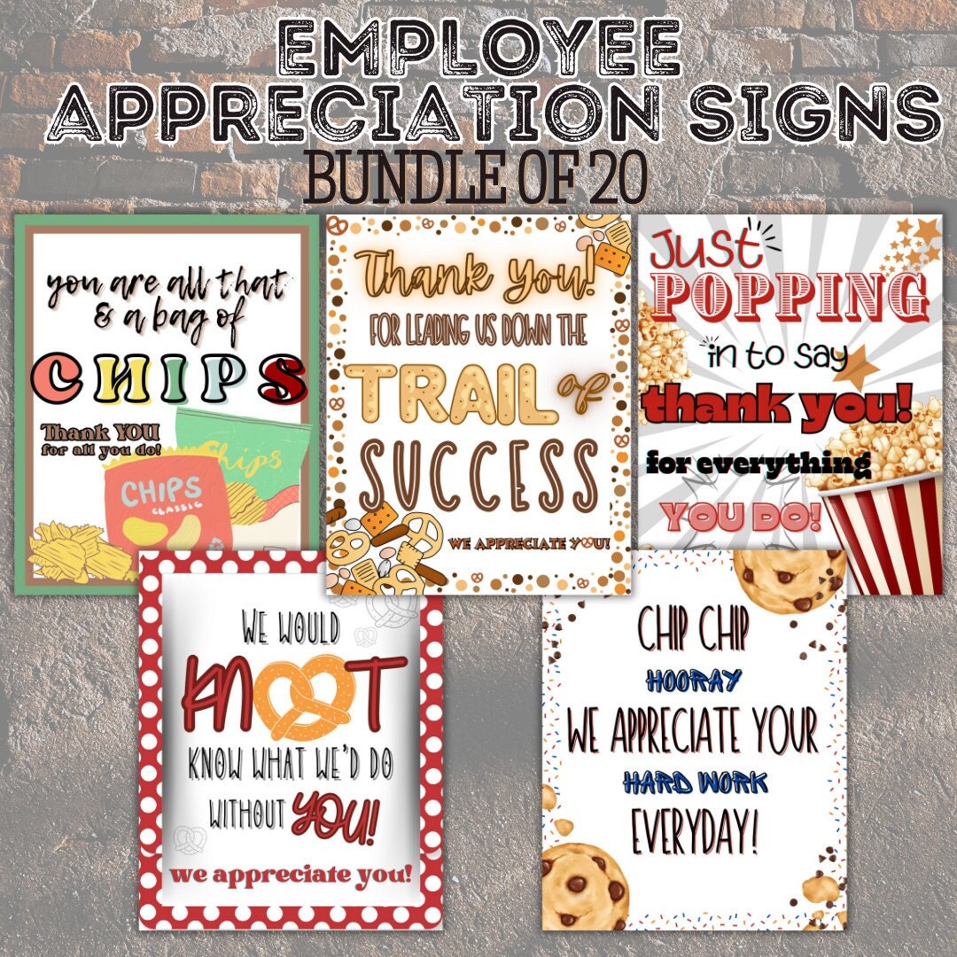 Appreciation Sign Printable Bundle for Staff Appreciation, Team ...