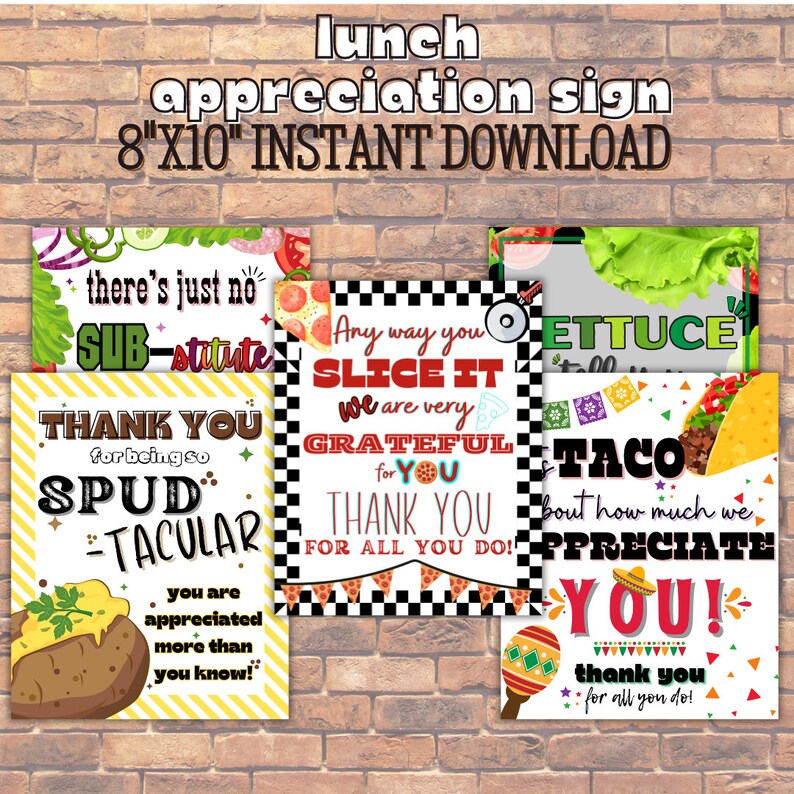 Lunch Appreciation Signs, Teacher, and Staff Appreciation Sign, INSTANT ...