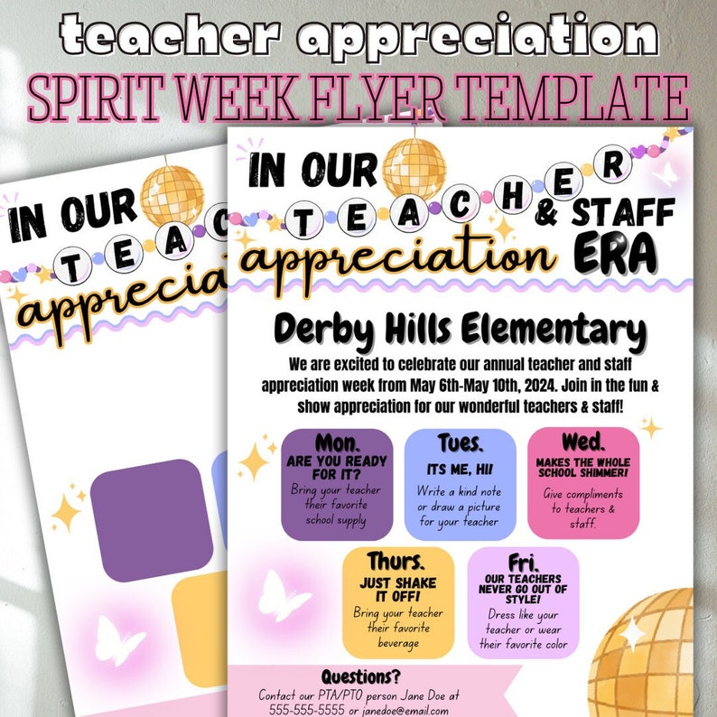 Teacher and Staff Appreciation Week Theme Flyer, Editable Canva ...