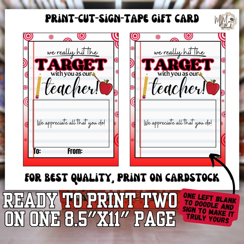 Printable Retail Gift Card Holder, Teacher & Staff Appreciation Gift ...