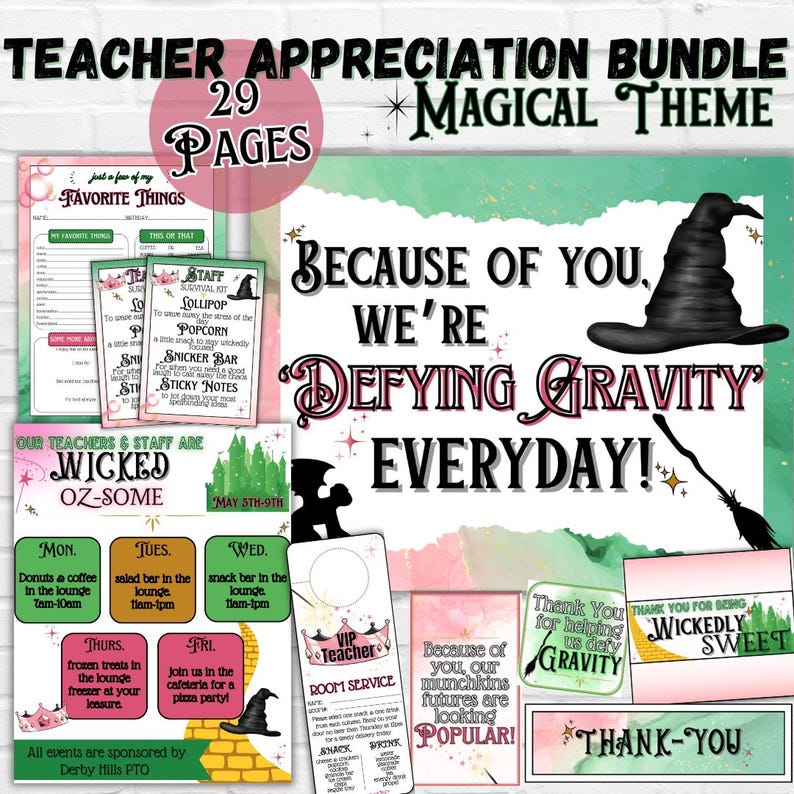 Magical Teacher Appreciation Week Theme Bundle Canva Template, Road to ...
