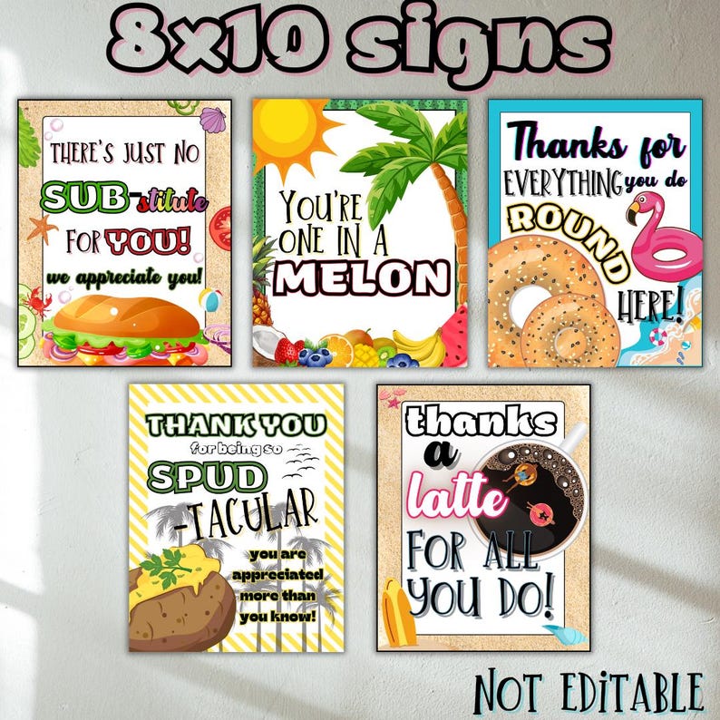 Printable Beach Theme Teacher Appreciation Week Bundle Canva Template ...