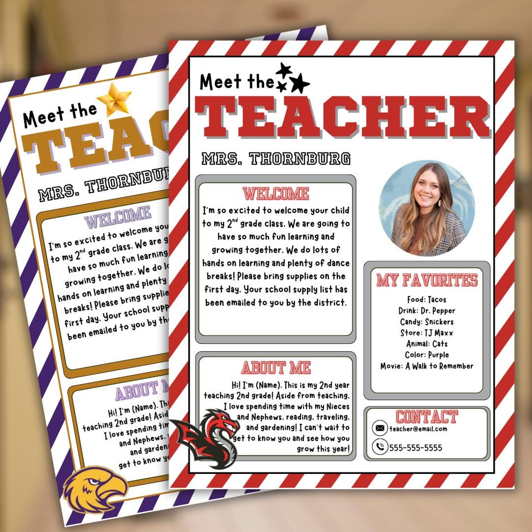 Meet the Teacher | Teacher Template | School Spirit Theme | Teacher ...