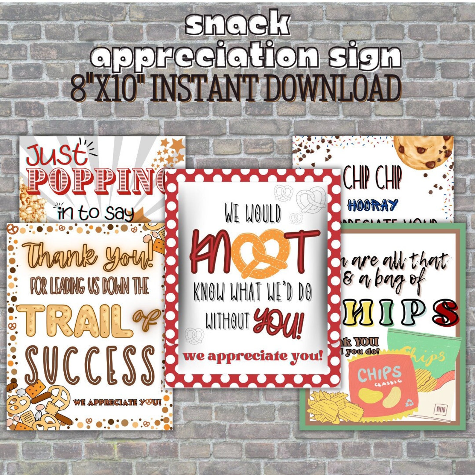 Snack Appreciation Signs, Teacher, and Staff Appreciation Sign, INSTANT ...