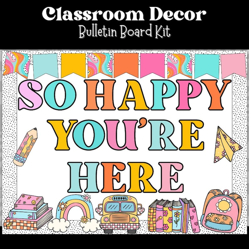Back to School Bulletin Board Kit | Funky Bright Pastel Theme ...