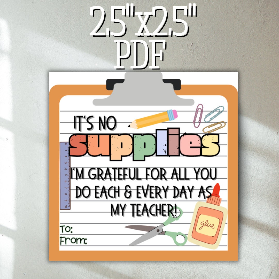 Teacher Appreciation Gift Tag, School Supplies, Thank You School Gift ...