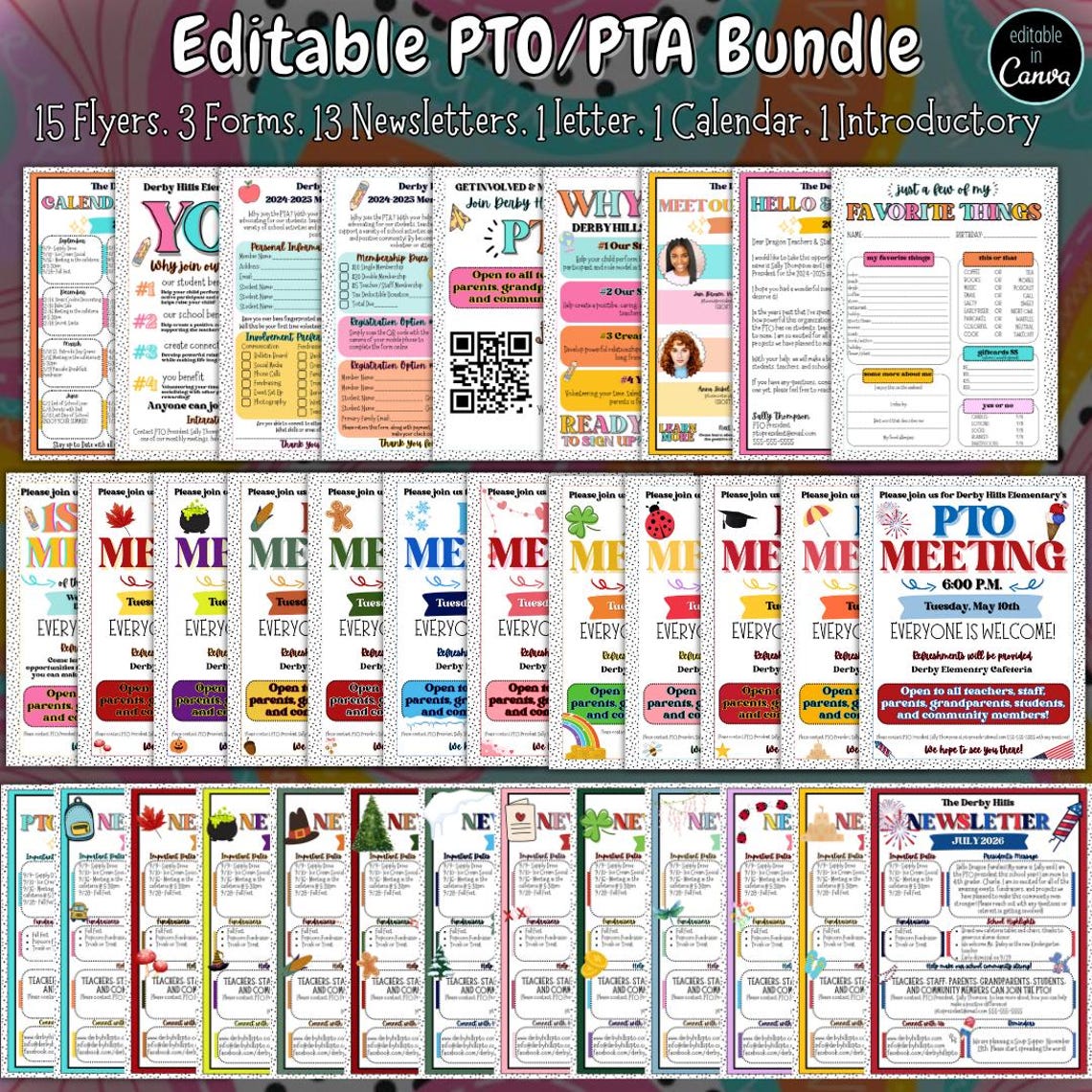 Funky Themed Editable PTA / PTO Bundle Includes Recruitment Flyers ...