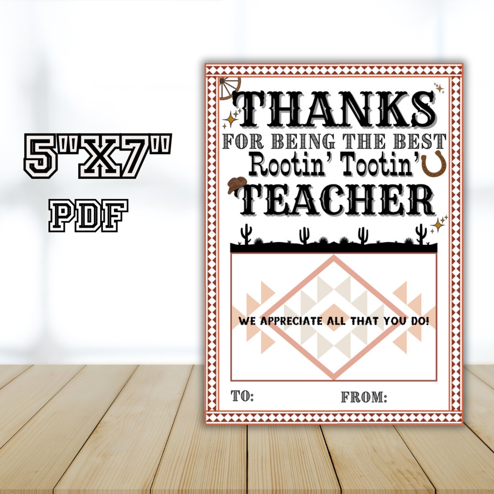 Teacher Staff Appreciation Week Gift Card Holder, Western Inspired ...