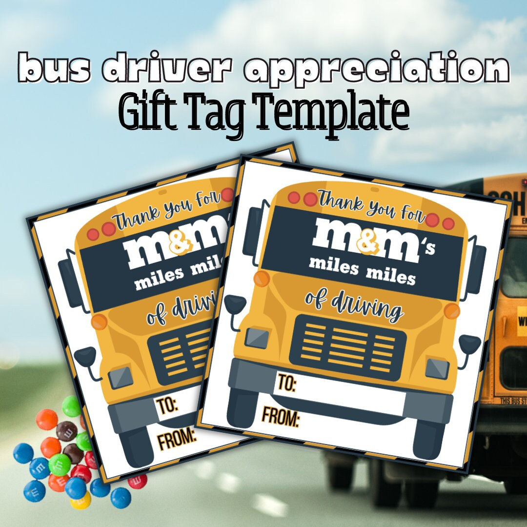 Bus Driver Appreciation Tag Template, Square Treat Tag, 2.5 Inches ...
