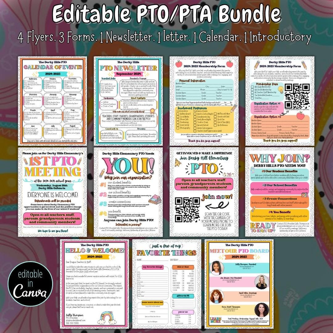 Funky Themed Editable PTA / PTO Bundle Includes Recruitment Flyers ...