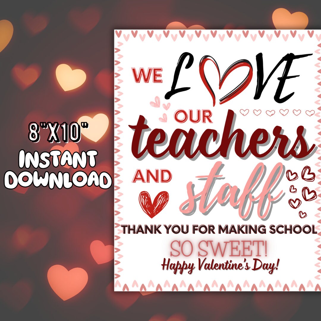 Teacher Valentine's Day Gift Tag. Printable Gift Tags for Valentines ...