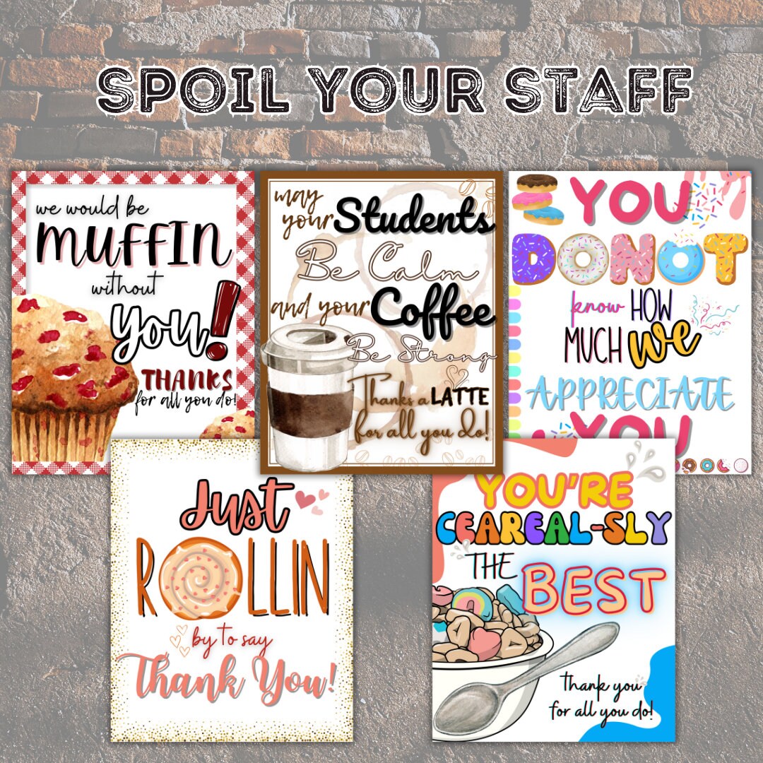 Appreciation Sign Printable Bundle for Staff Appreciation, Team ...