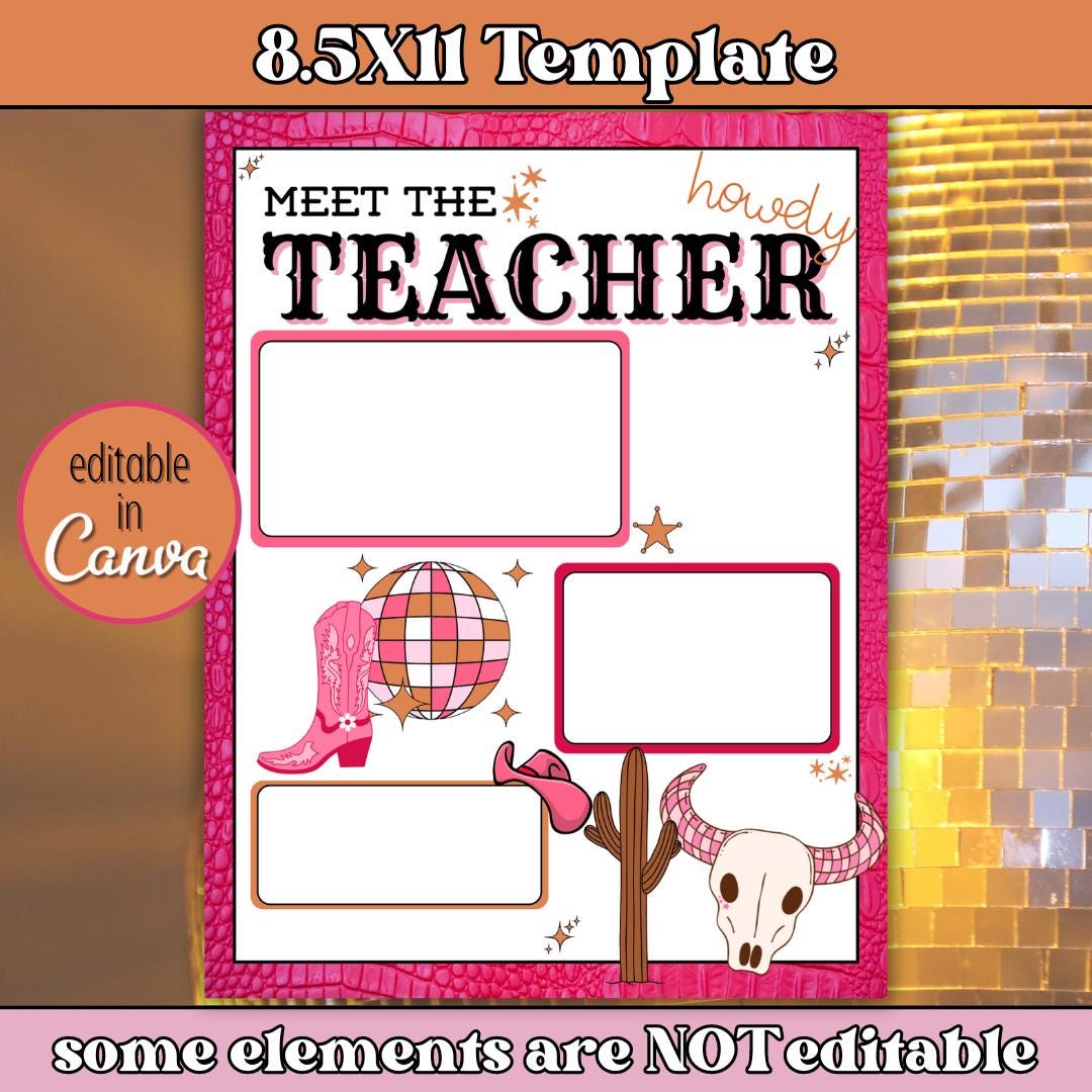 Meet the Teacher | Teacher Template | Flyer Disco Cowgirl Theme ...