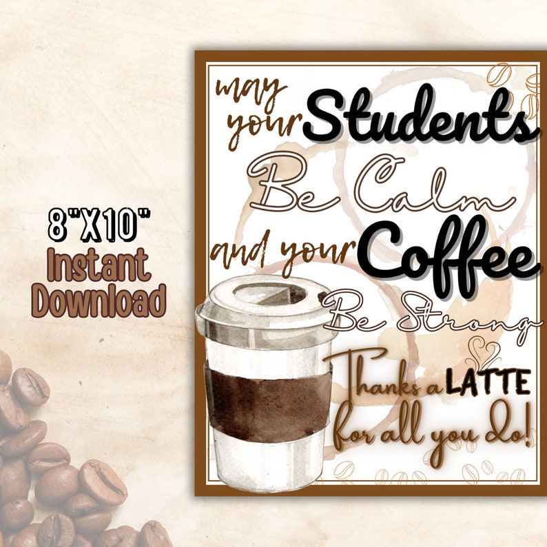 Coffee Appreciation, Teacher and Staff Appreciation Sign, INSTANT ...