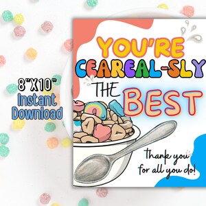 Cereal Appreciation, Teacher and Staff Appreciation Sign, INSTANT ...