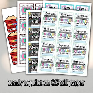 Summer/end of School Year Treat Tags for Students, Youth, Children Gift ...