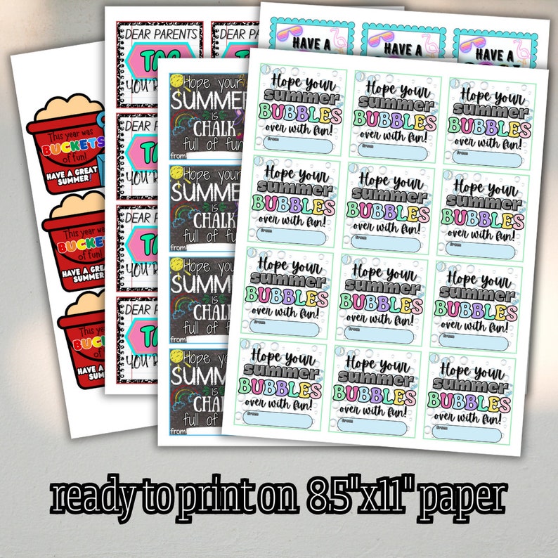 Summer/end of School Year Treat Tags for Students, Youth, Children Gift ...