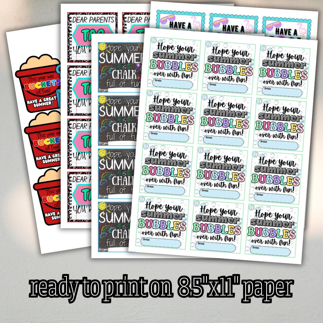 Summer/end of School Year Treat Tags for Students, Youth, Children Gift ...