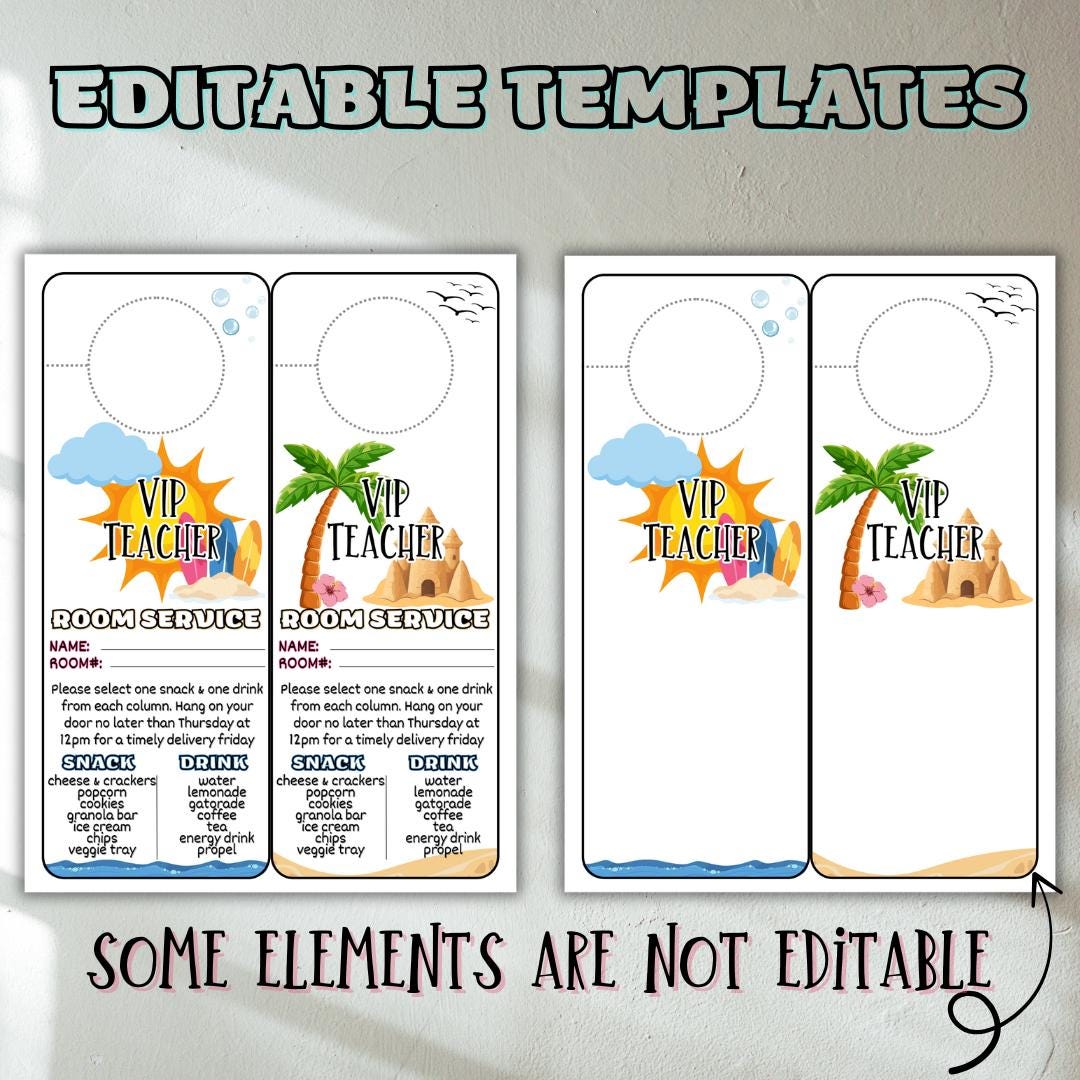 Printable Beach Theme Teacher Appreciation Week Bundle Canva Template ...