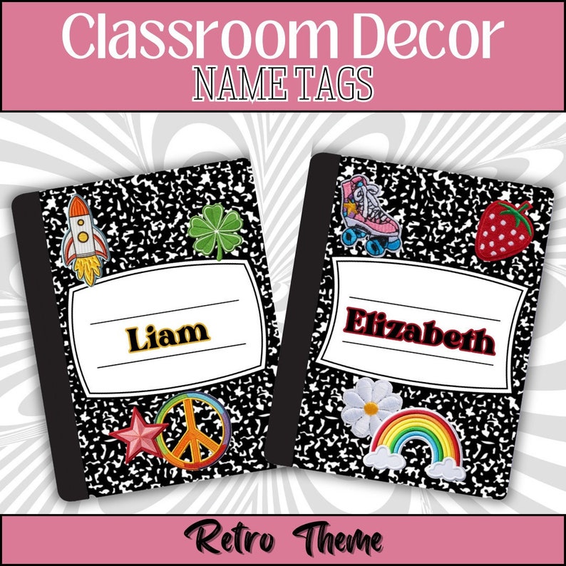 Composition Notebook Name Tags | Bulletin Board Decor | Printable ...