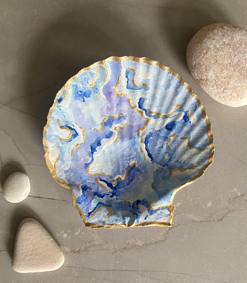 Hand Painted Scallop Shell Ring Dish - Etsy