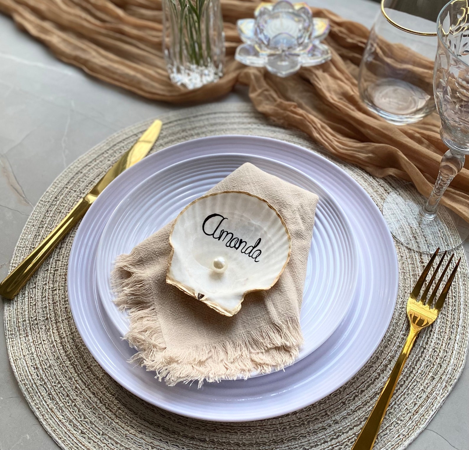 Scallop Shell Place Cards, Wedding Place Cards With Custom Names - Etsy