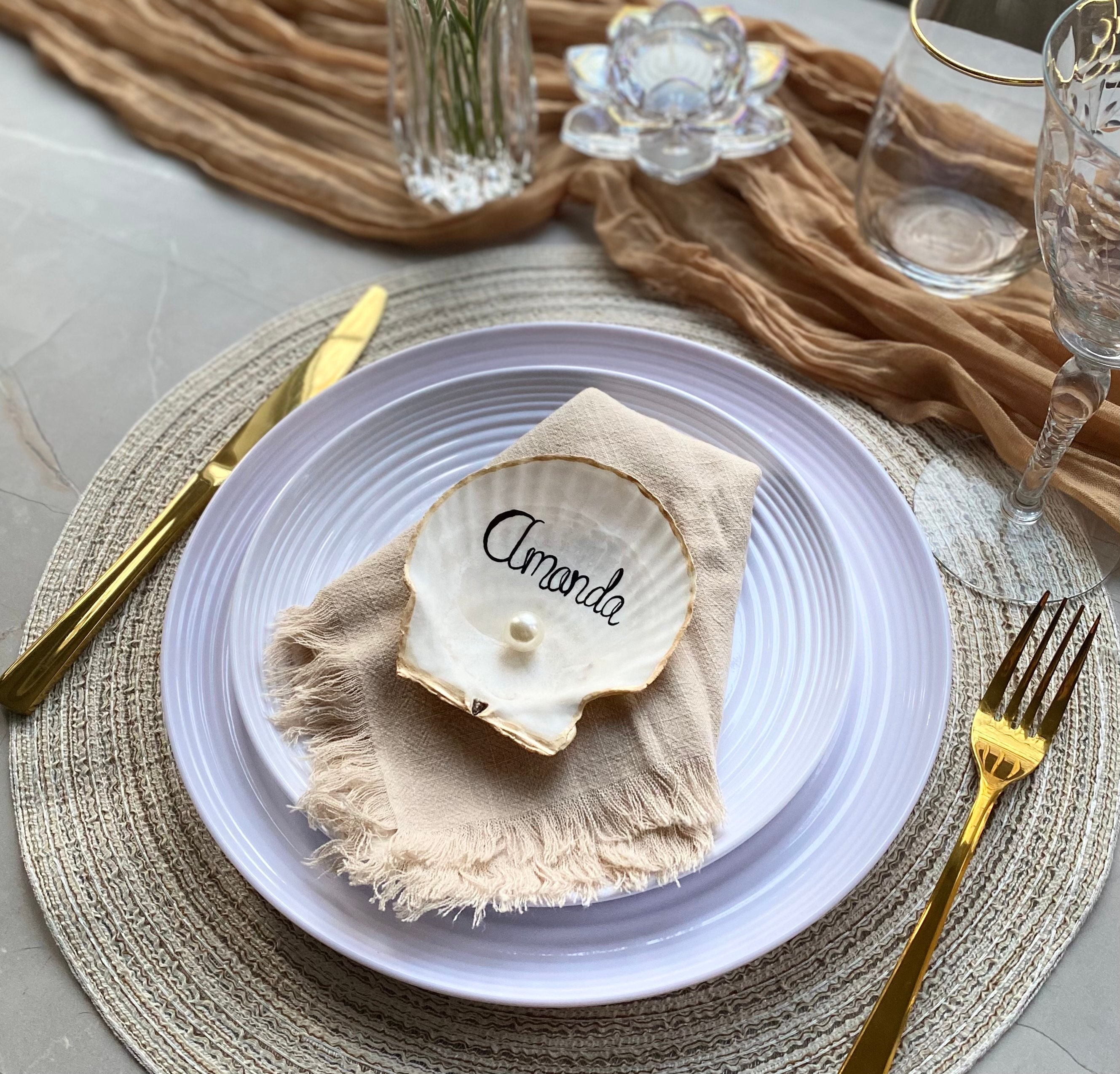 Scallop Shell Place Cards, Wedding Place Cards With Custom Names - Etsy