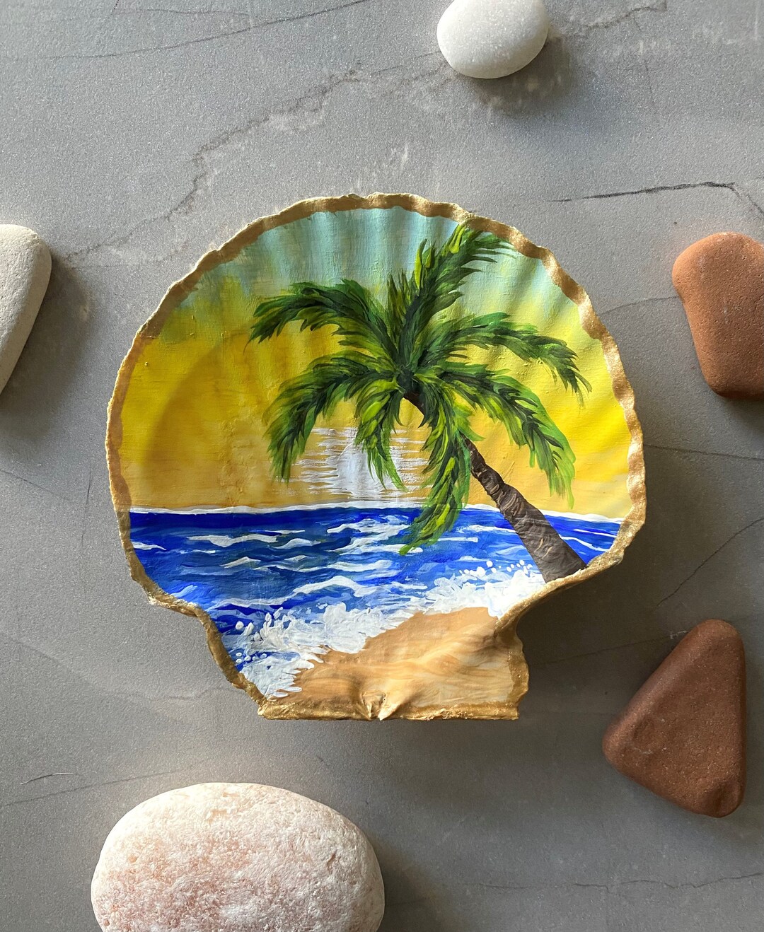Beach Sunset Painted Scallop Shell - Etsy