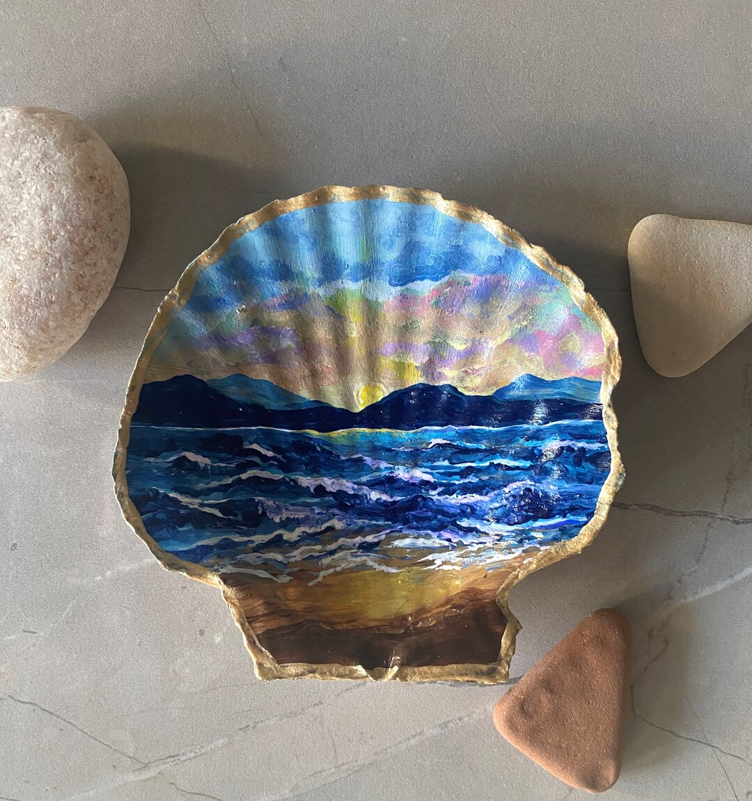 Sunset Painted Scallop Shell - Etsy