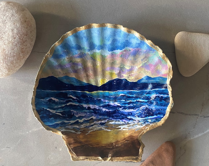 Sunset Painted Scallop Shell - Etsy