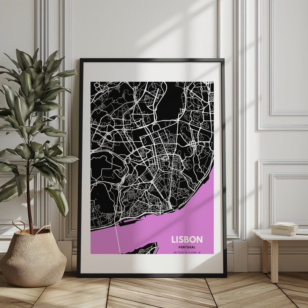 LISBON Map Print,lisbon Portugal Map Wall Art,lisbon Poster,lisbon ...