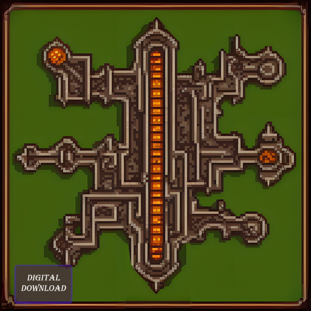 Video Game Pixel Art Temple Map, Retro 8 Bit Wall Decor, Nostalgic ...