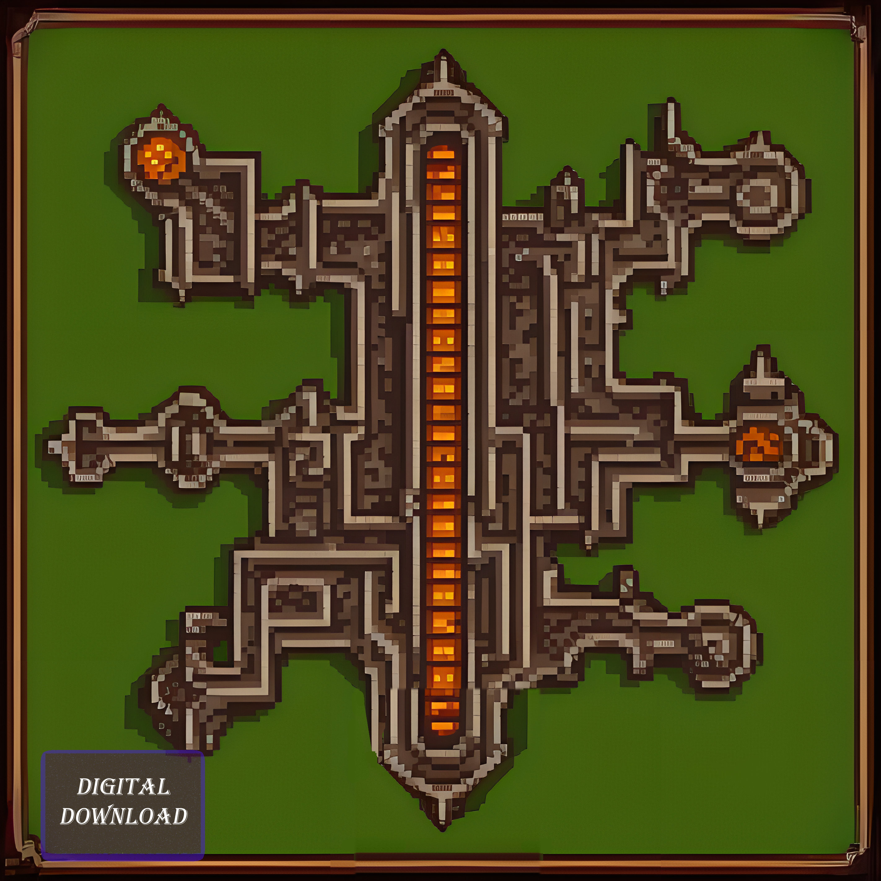 Video Game Pixel Art Temple Map, Retro 8 Bit Wall Decor, Nostalgic ...