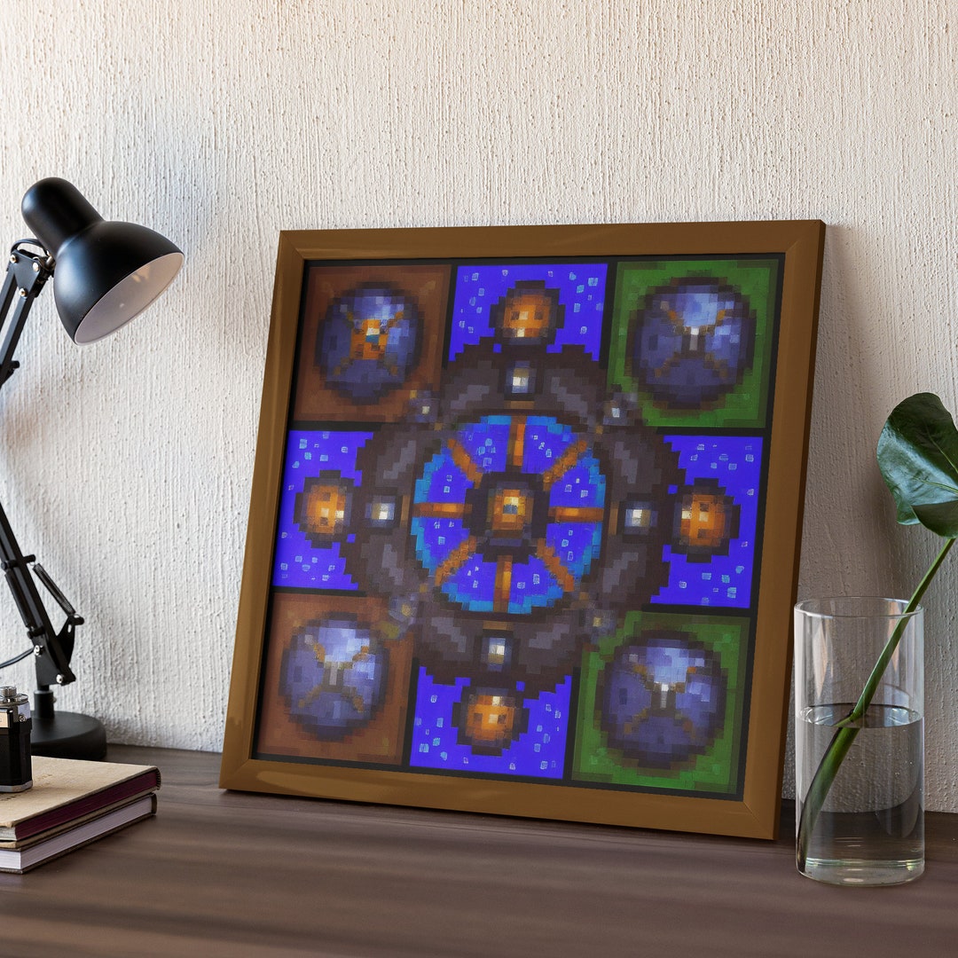 Video Game Pixel Art Planetary Pattern, Retro 8 Bit Wall Decor ...