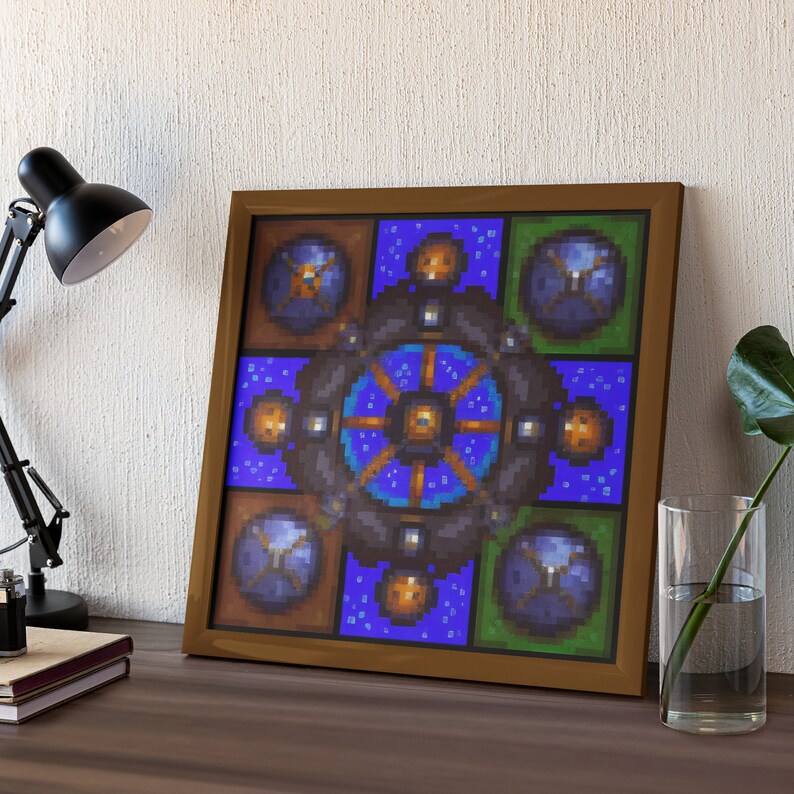 Video Game Pixel Art Planetary Pattern, Retro 8 Bit Wall Decor ...