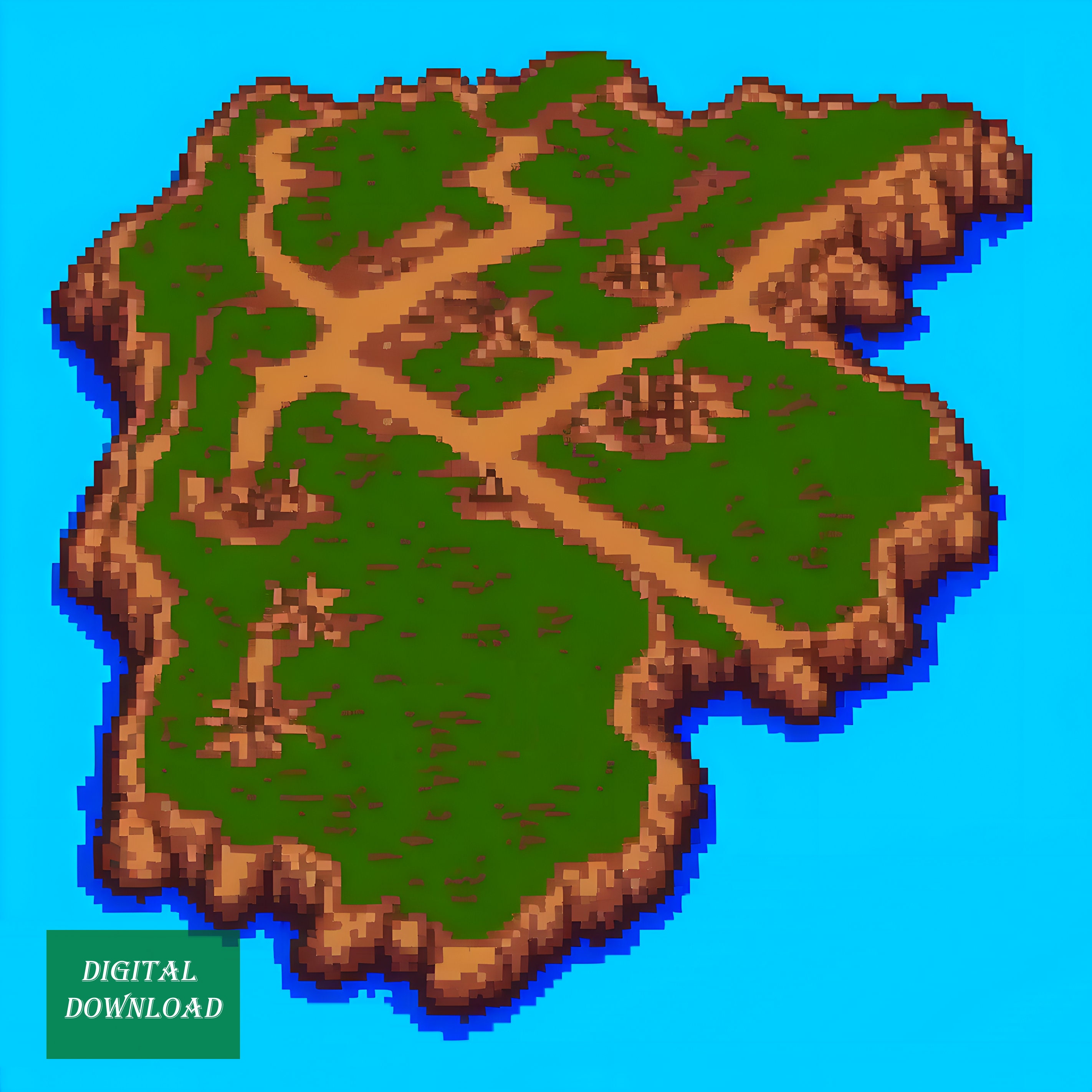 Video Game Pixel Art Island, Retro 8 Bit Wall Decor, Nostalgic Arcade ...