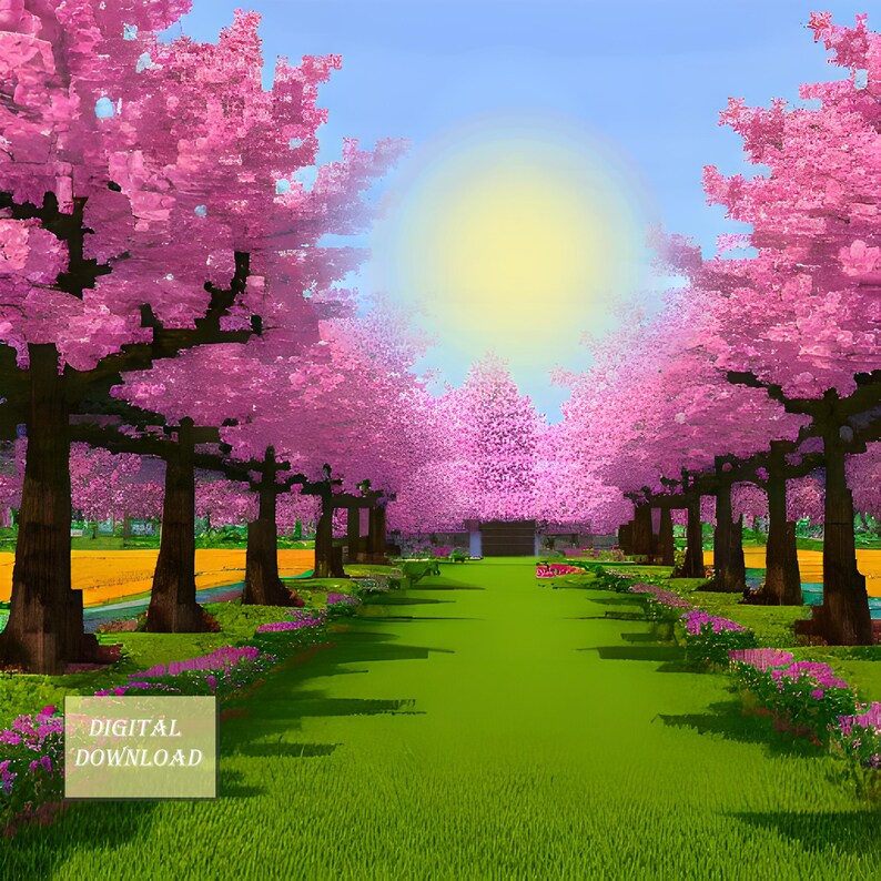 Video Game Pixel Art Cherry Blossom, Retro 8 Bit Wall Decor, Nostalgic ...