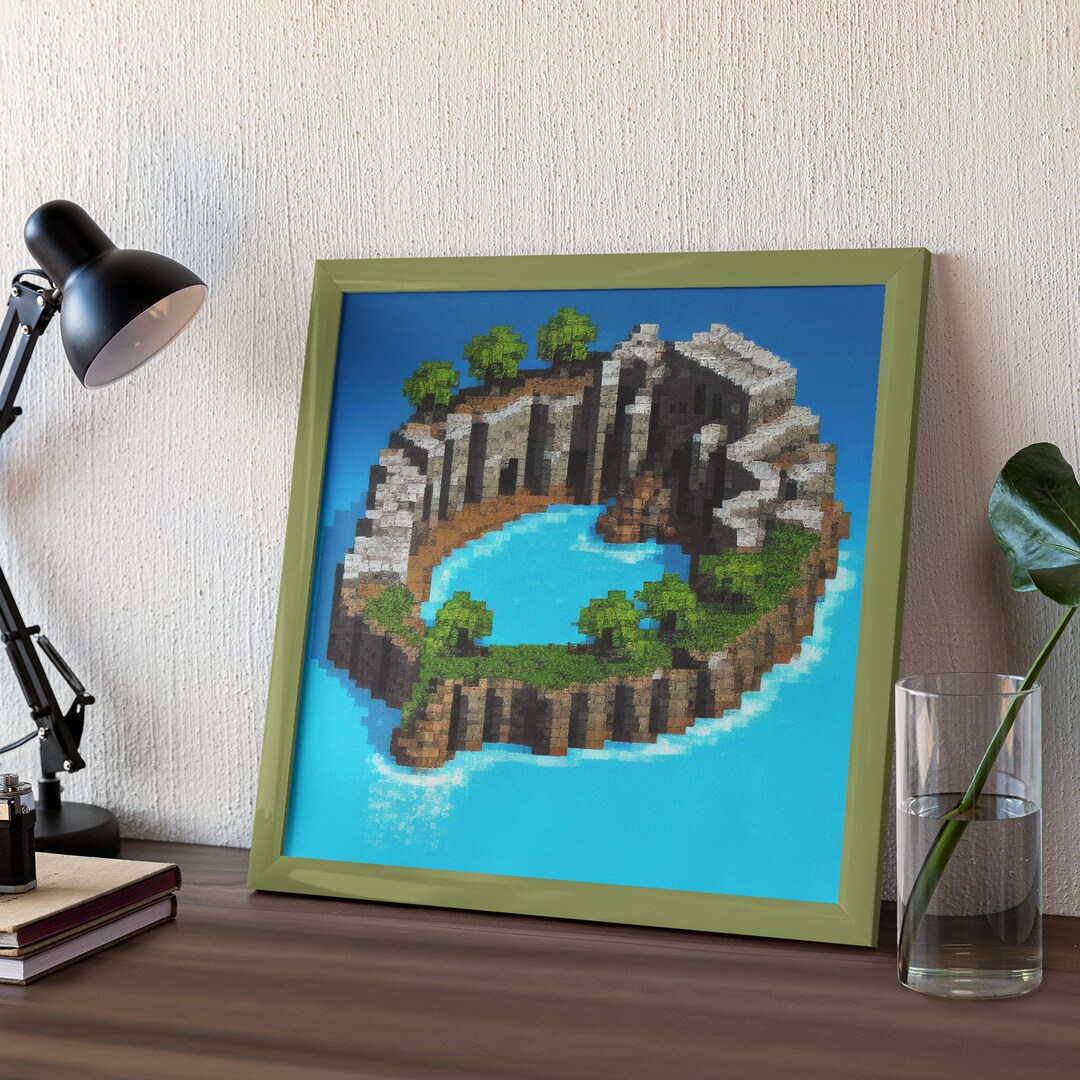 Video Game Pixel Art Secluded Island, Retro 8 Bit Wall Decor, Nostalgic ...
