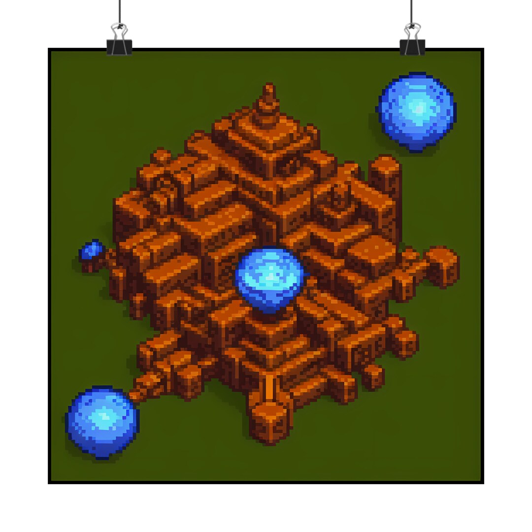 Retro Game Art Pixel Temple - Etsy