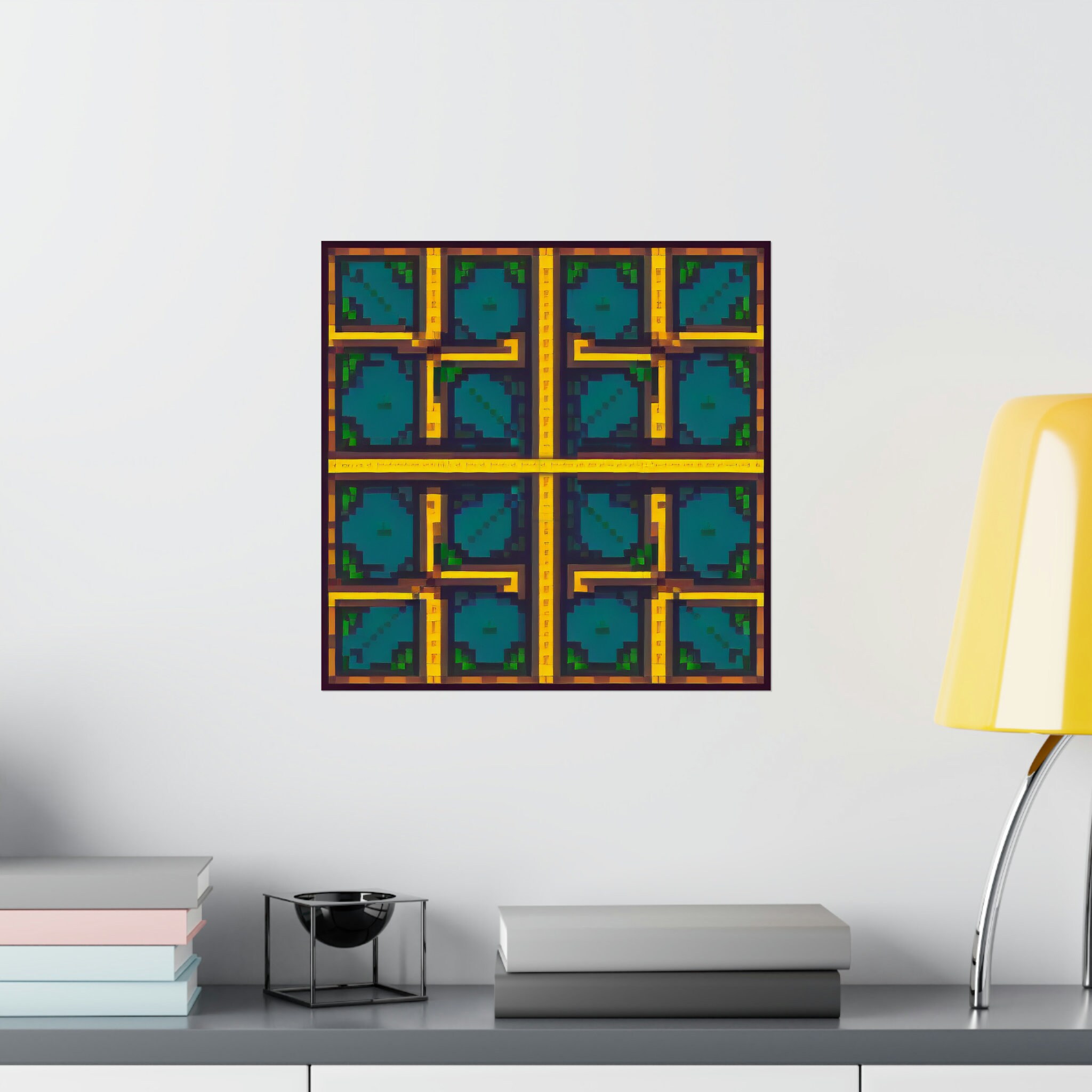 Video Game Pixel Art Stitched Pattern, Retro 8 Bit Wall Decor ...