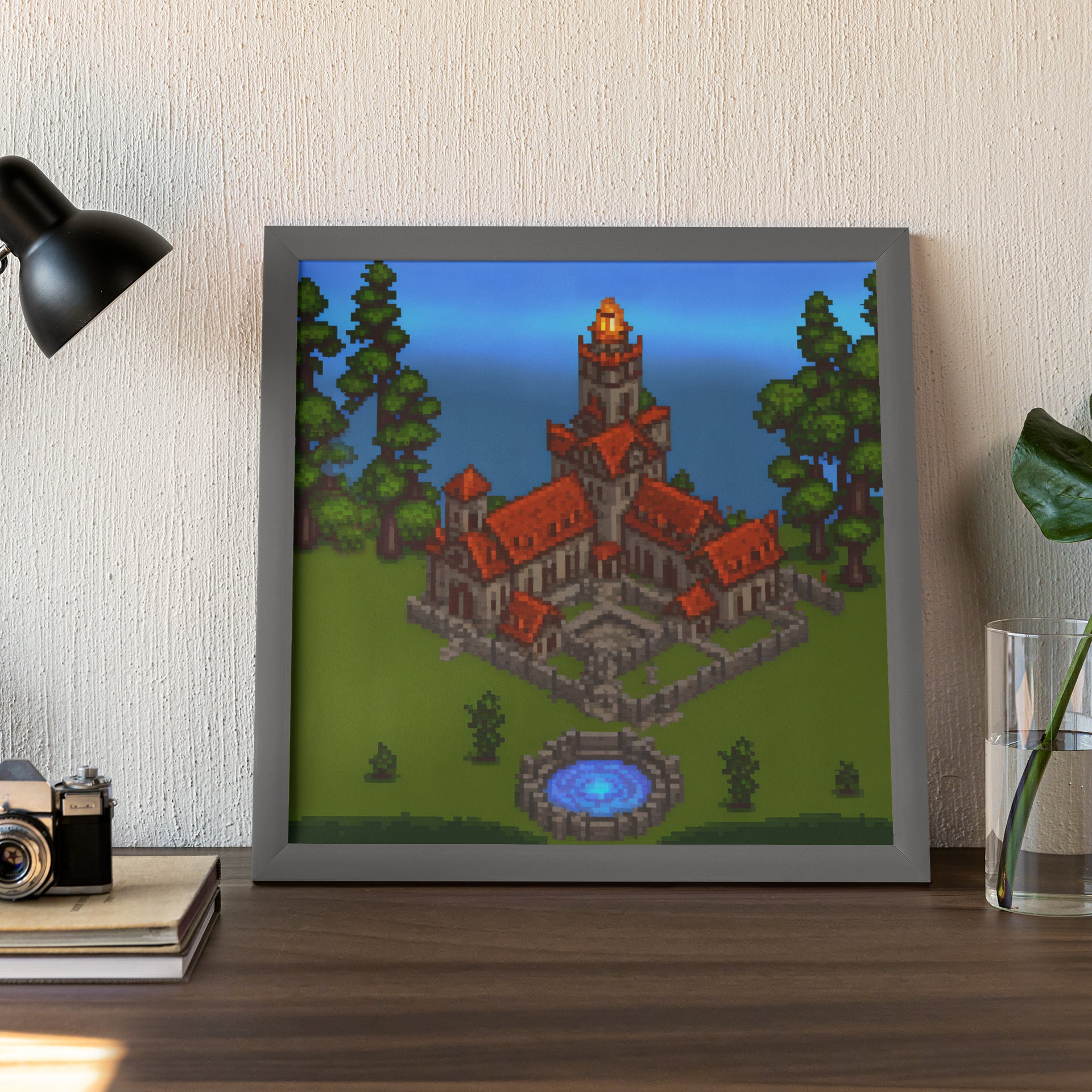 Video Game Pixel Art Lost Cathedral, Retro 8 Bit Wall Decor, Nostalgic ...